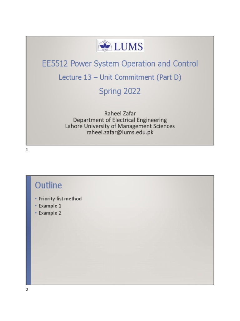 Lecture - 13 - Unit Commitment - Part D | PDF | Applied Mathematics
