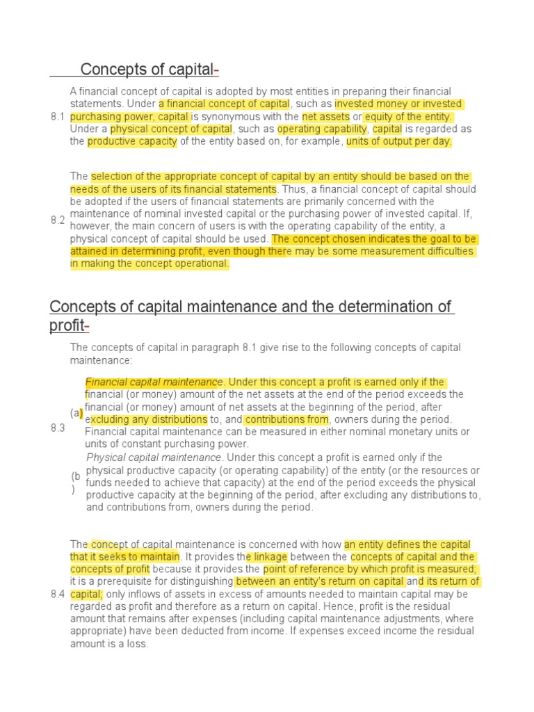 Chapter 8 (Concept of Capital and C Maintainance) PDF | PDF | Financial ...
