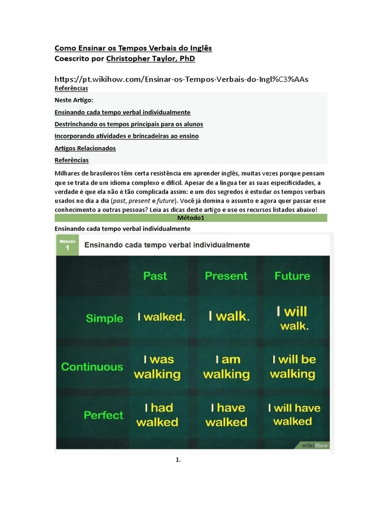 Como Ensinar Tempos Verbais em Inglês | PDF | Tempo | Língua inglesa