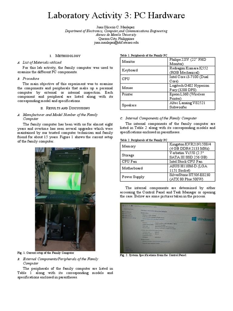 ENGG 143.02 Lab Activity 3 - Manlapaz | PDF | Personal Computers | Central Processing Unit
