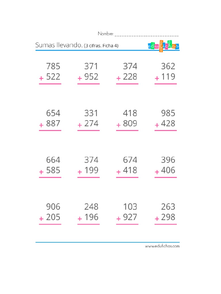 Ejercicios de Sumas y Restas | PDF