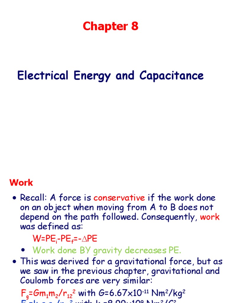 Phy 102 Lecture 8 - Electrical Energy and Capacitance (B) | PDF ...