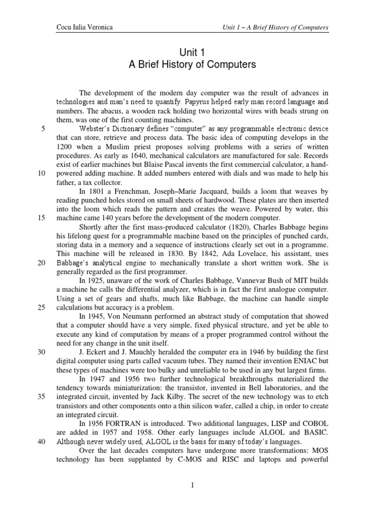 A Brief History of Computers | PDF | Computer Programming | Programming ...