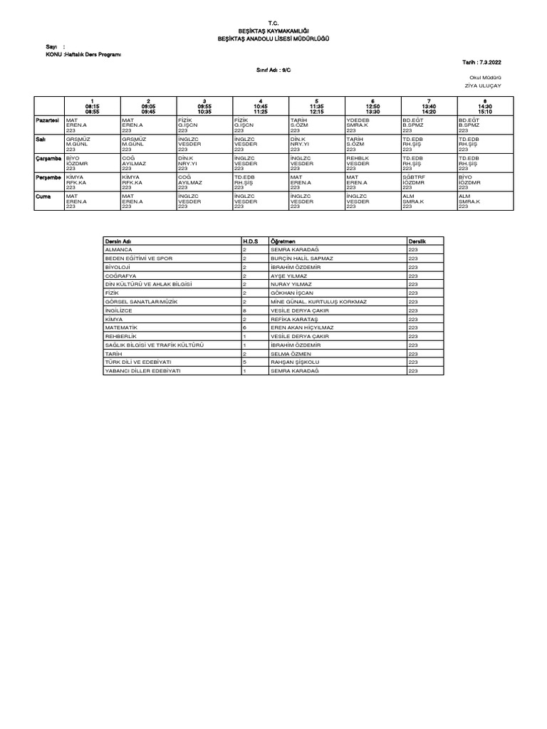 9C Ders Programi PDF | PDF