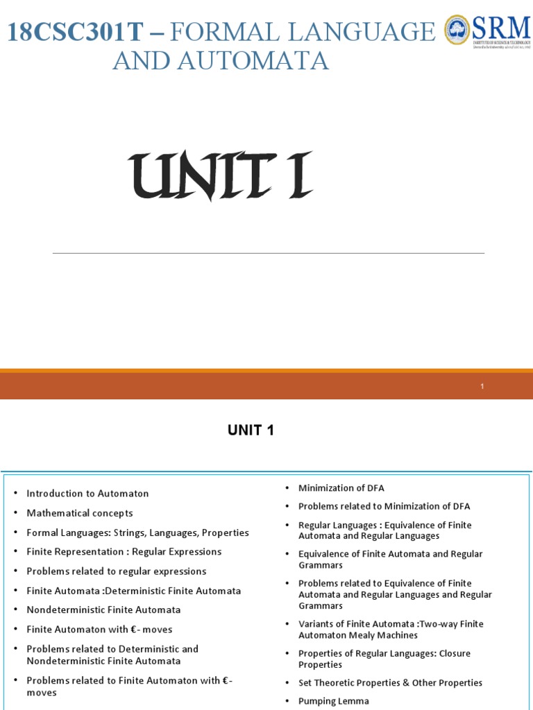FLA Unit I PDF | Download Free PDF | Models Of Computation | Mathematical Logic