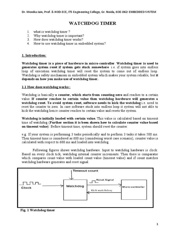 Watchdog Timer - U1 - DR Monika - 20.03.23 | PDF