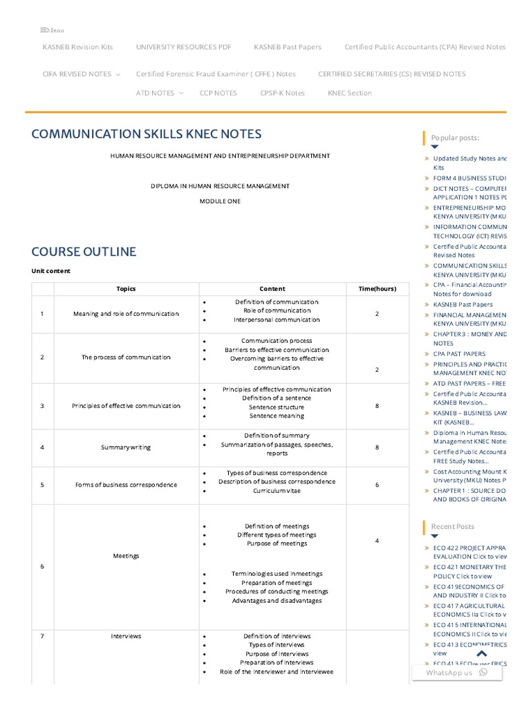 Communication Skills Knec Notes - Masomo Msingi Publishers | PDF ...