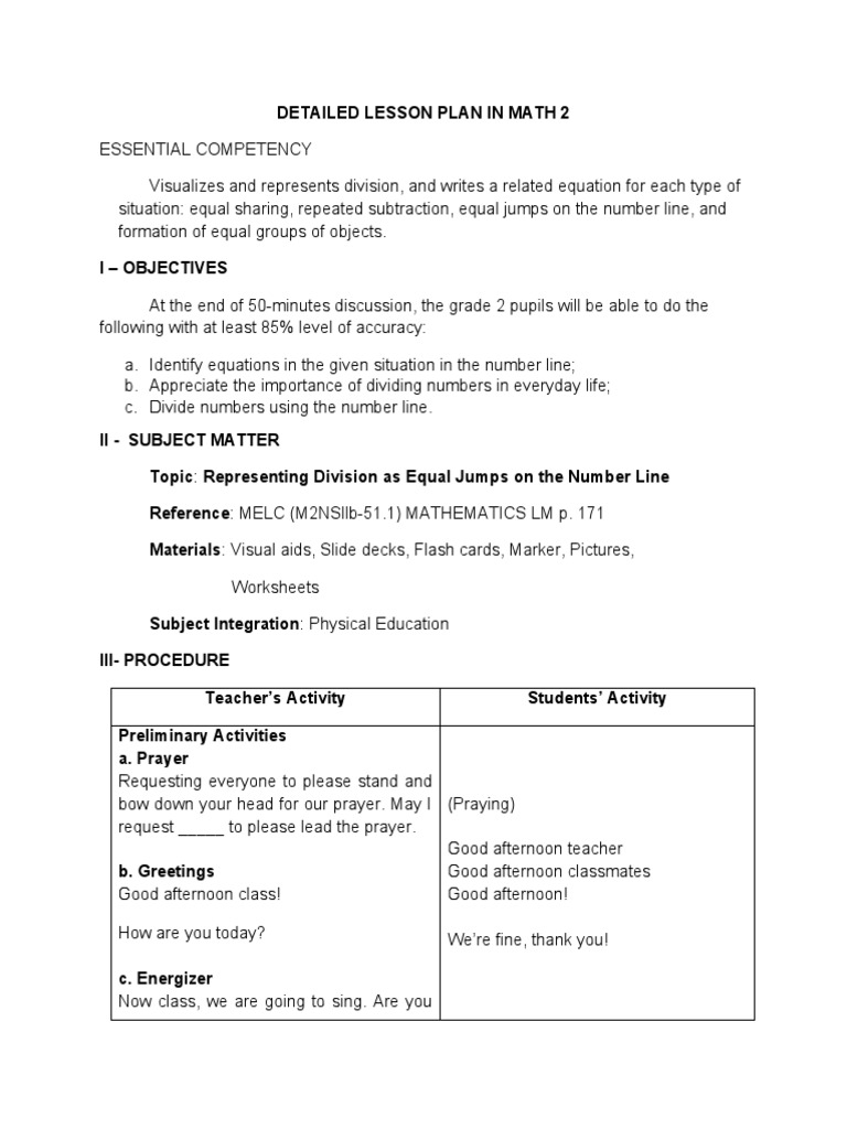 Detailed LP in Math 2 | PDF | Division (Mathematics) | Learning