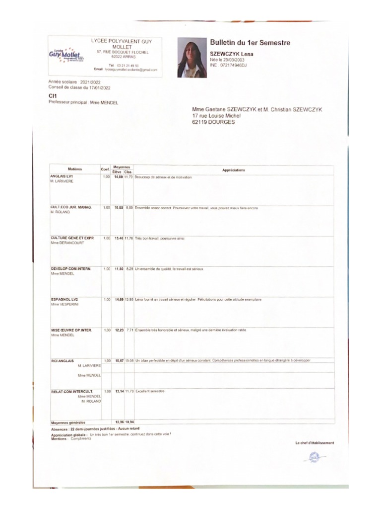 Relevé de Notes Bts PDF | PDF