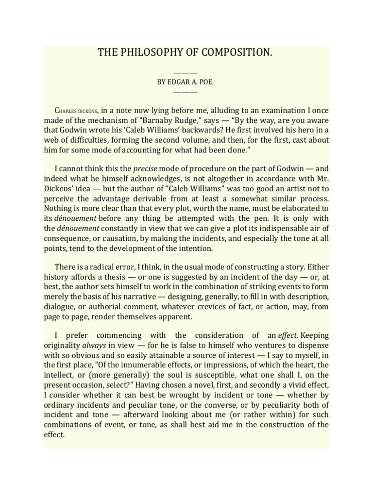 Poe's Method in "The Philosophy of Composition" | PDF | The Raven | Poetry