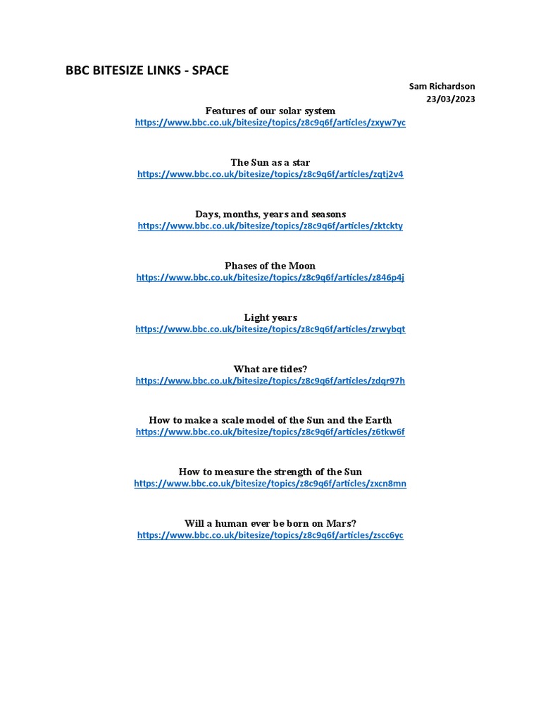 BBC Bitesize Physics Y8 Links | PDF | Science & Mathematics