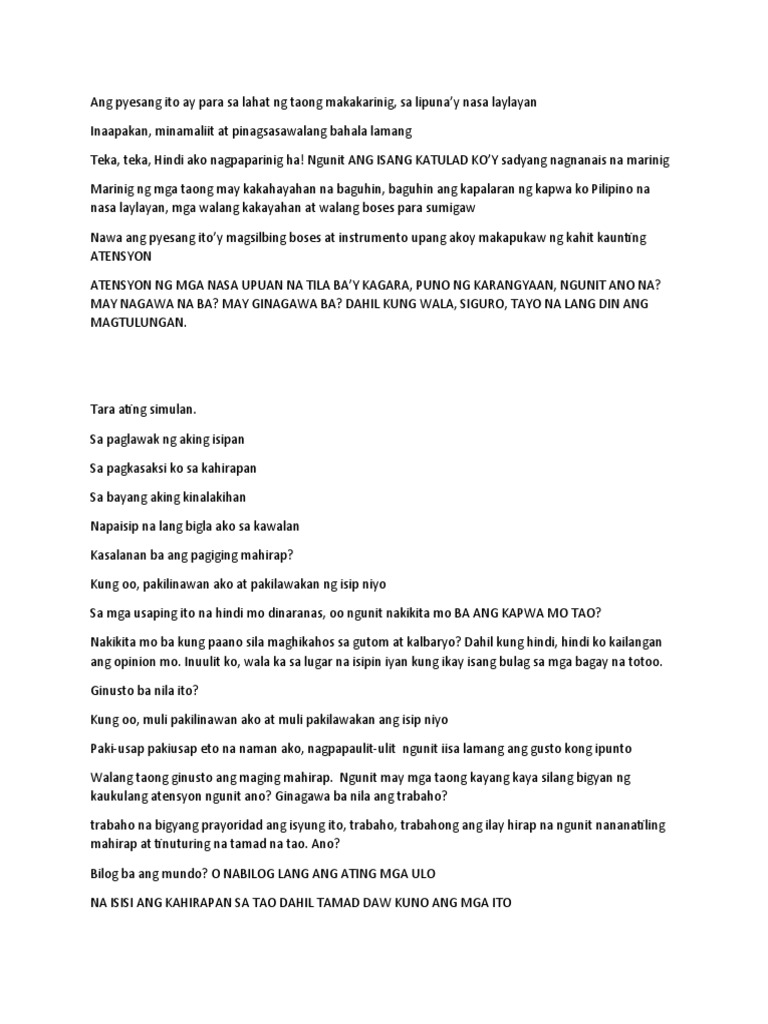 Sa Paglawak NG Aking Isipan | PDF