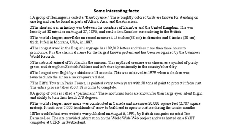 Interesting Facts | PDF