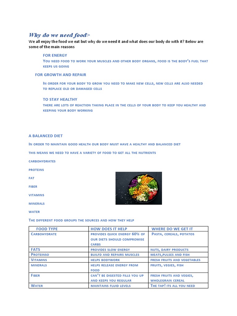 Importance of Food for Health | PDF | Cooking, Food & Wine | Wellness