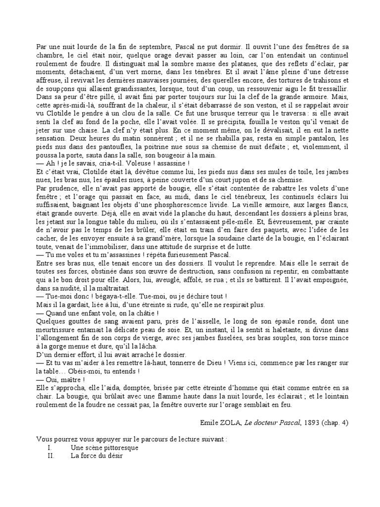 Texte Commentaire Bac Blanc STMG Séquence Roman (2023) | PDF