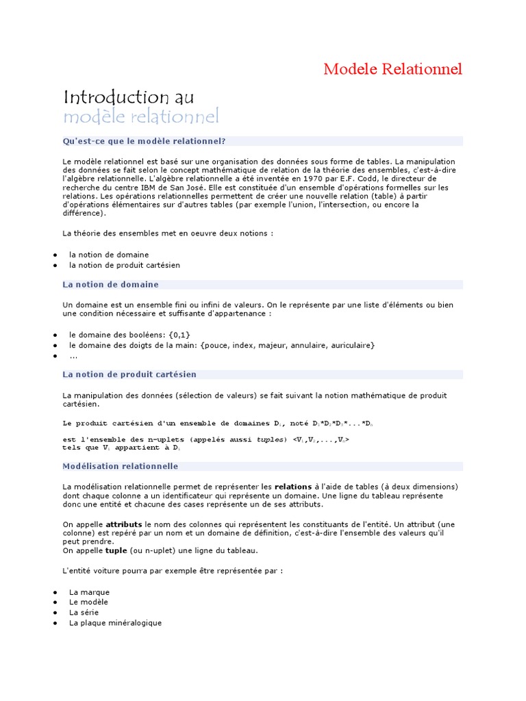 3-Modele Relationnel | PDF | Modèle relationnel | Mathématiques