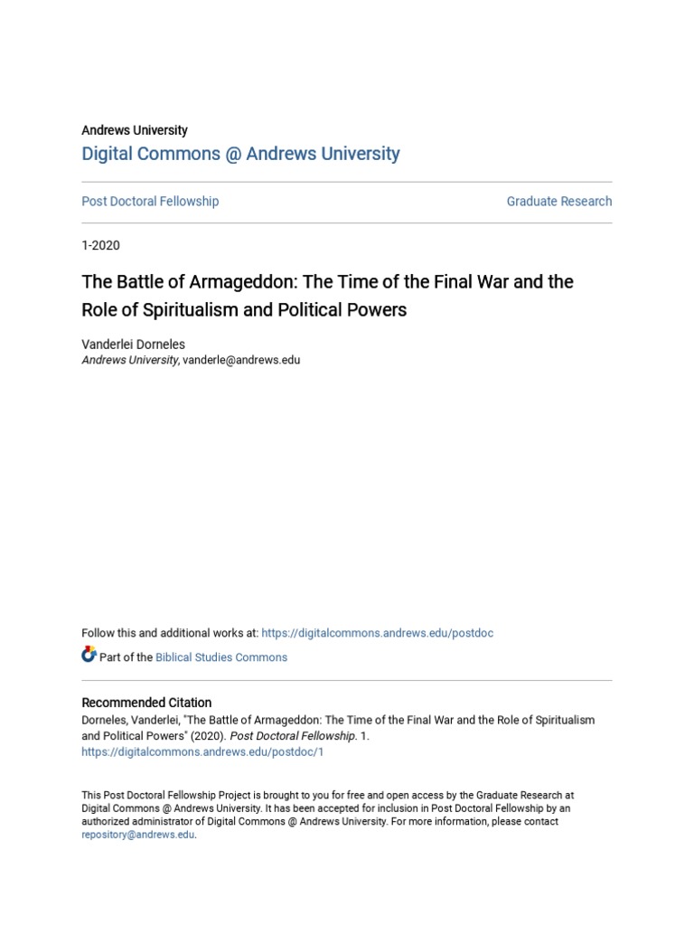 The Battle of Armageddon - The Time of The Final War and The Role | PDF ...