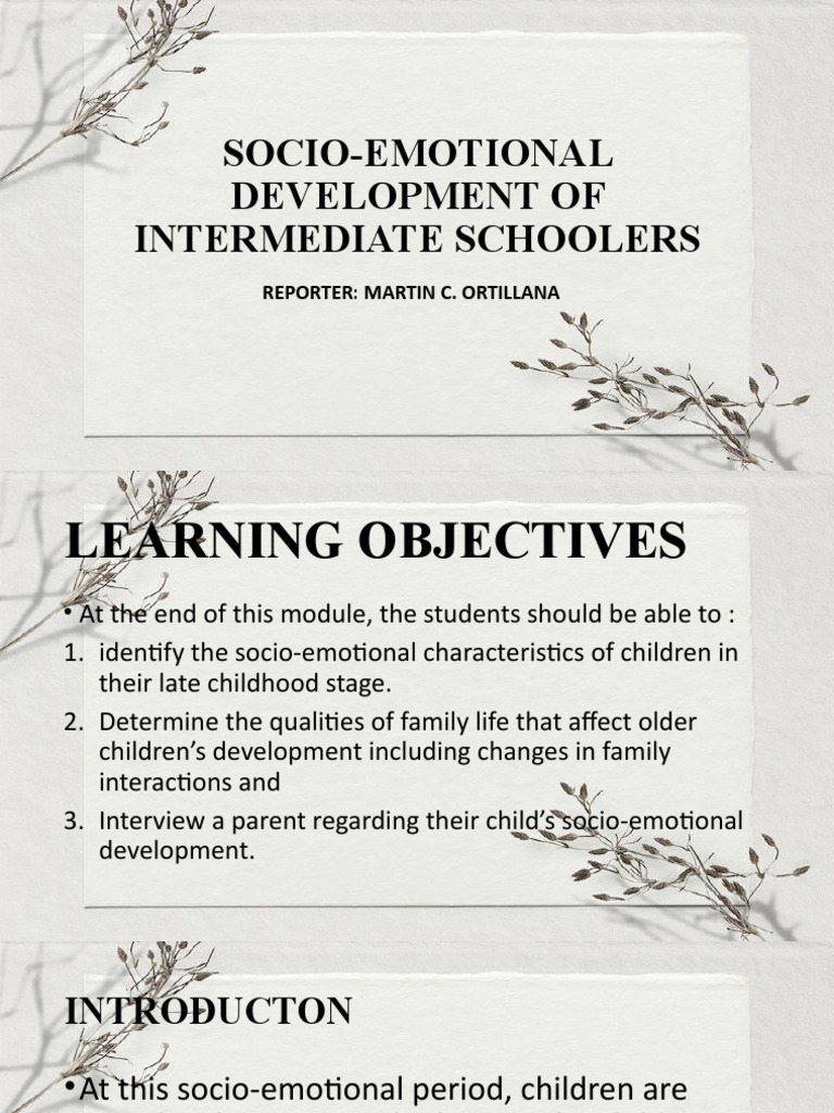 Socio-Emotional Development of Intermediate Schoolers | PDF
