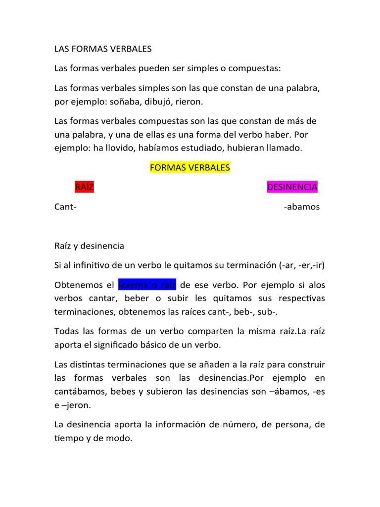 Las Formas Verbales | PDF