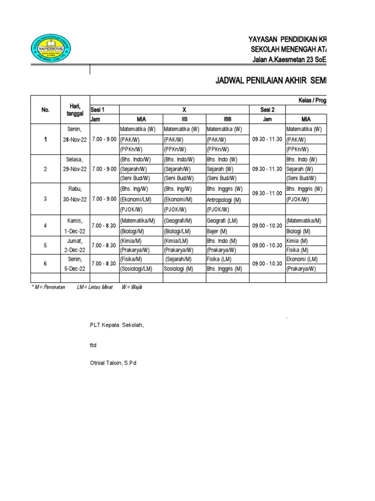Jadwal PAS GANJIL 2022 | PDF