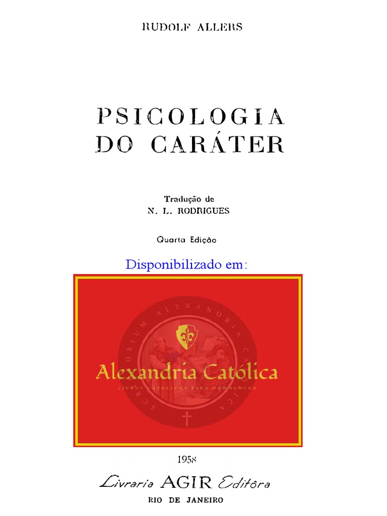 Rudolf Allers Psicologia Do Caráter Pdf Pdf Conhecimento Psicologia