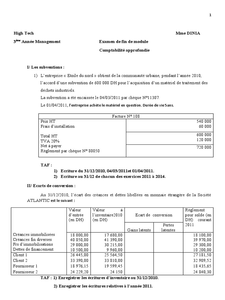 Examen de Fin de Module Compta App - EFM | PDF | Facture | Business