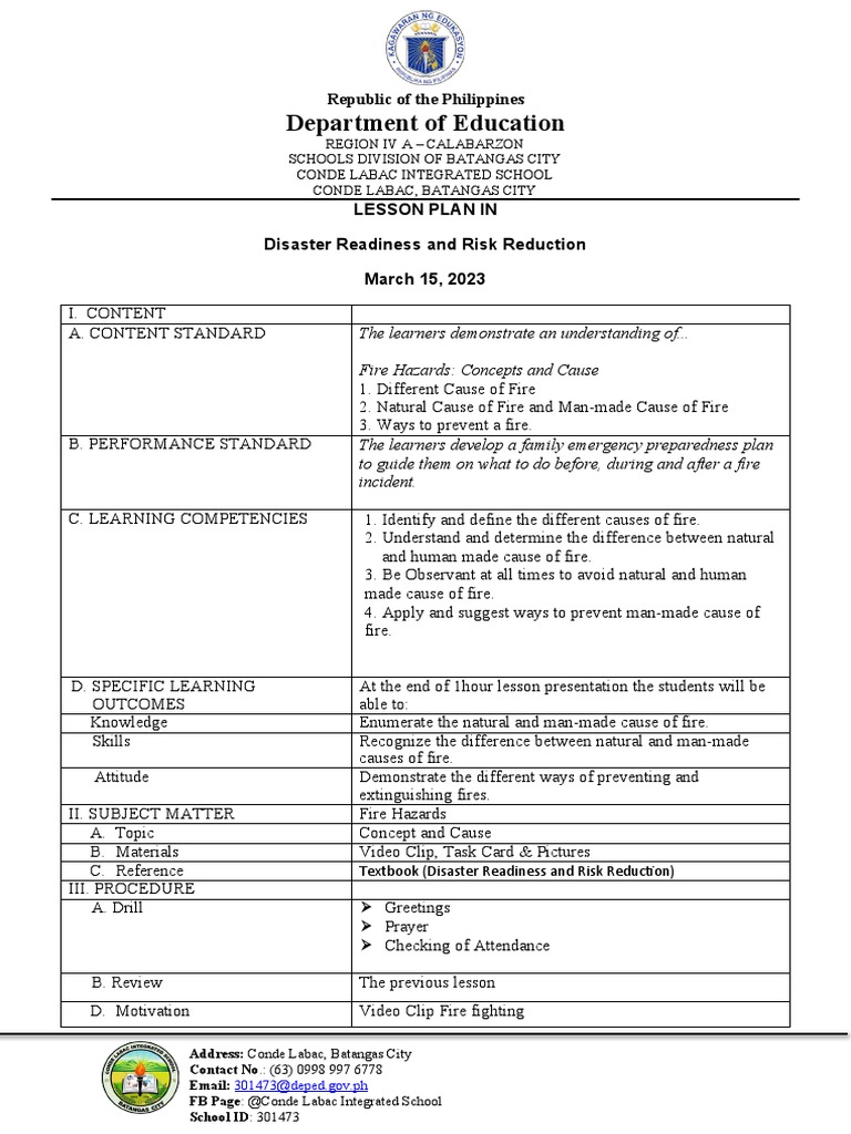 Lesson 10 - Fire Hazard Concept and Cause | PDF | Learning | Disaster ...