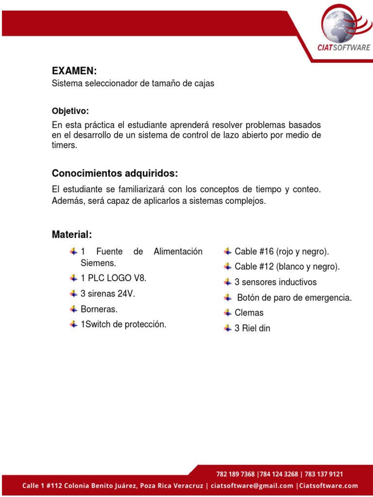 Examen Automatizacion Industrial Mediante PLC | PDF