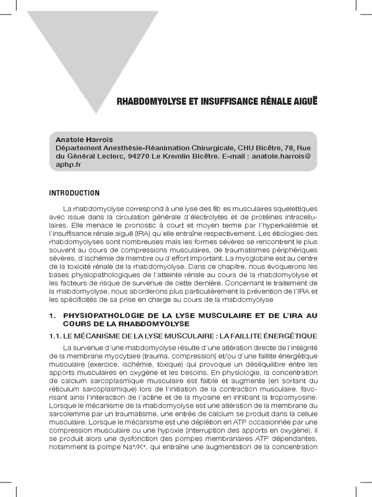 Rhabdomyolyse et Insuffisance Rénale Aiguë | PDF | Médecine | Médecine ...