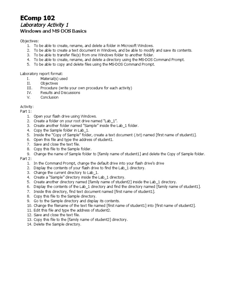 EComp 102 lab 1 | PDF