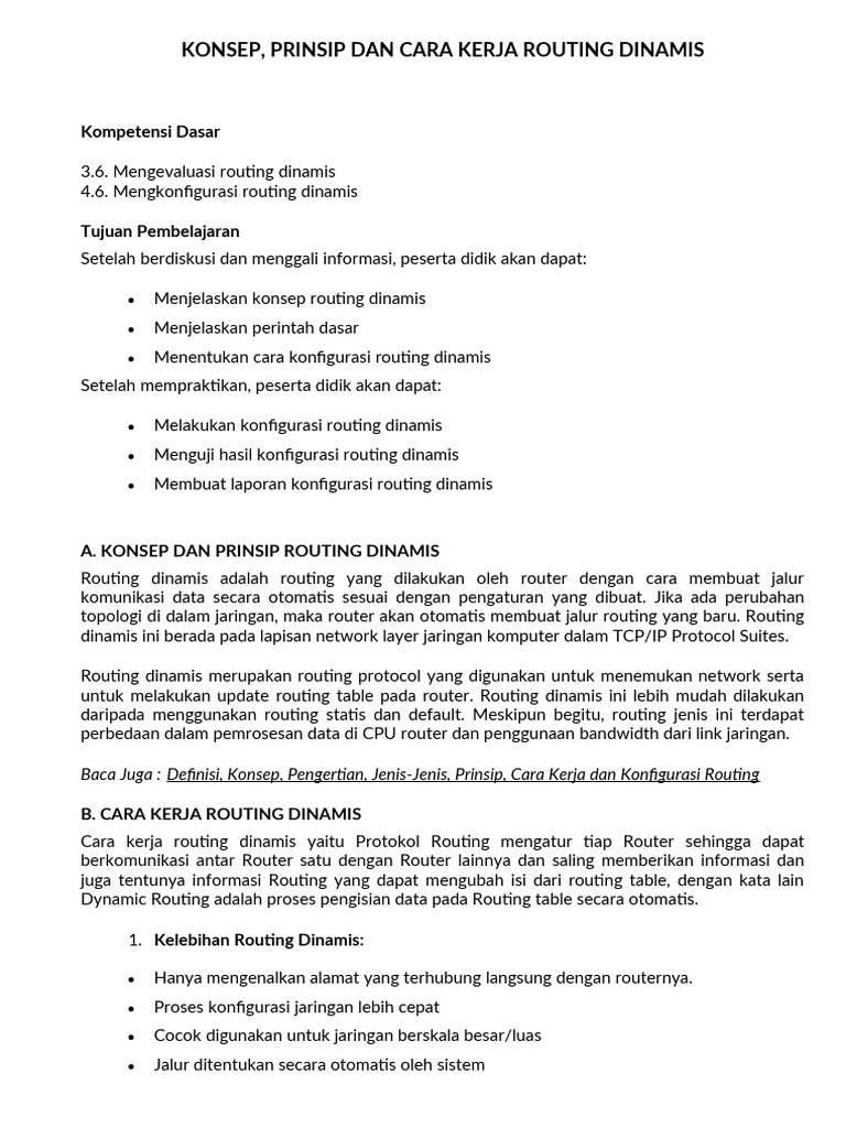 Routing Dinamis | PDF | Teknologi & Rekayasa