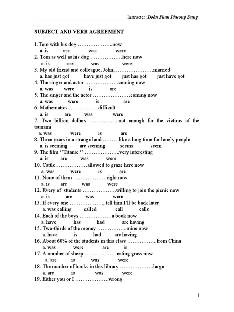 Subject and Verb Agreement | PDF