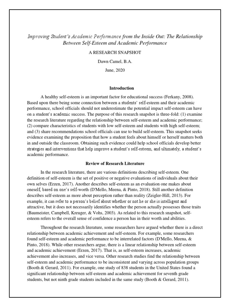 Self - EsteemAcademicPerformance.MURC .Snapshot June30.2020 PDF | PDF | Self Esteem ...