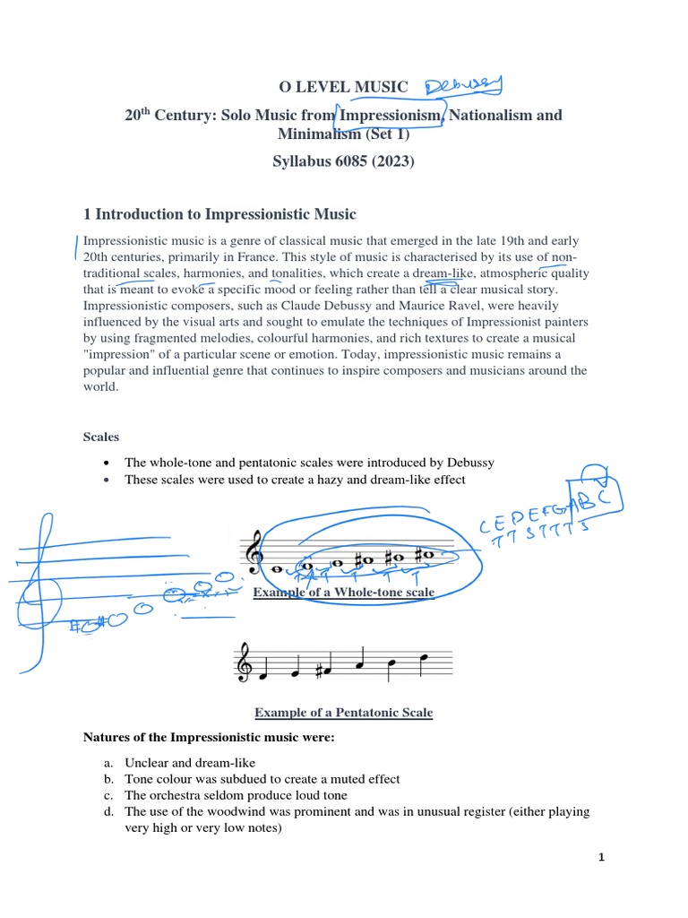 20th Century Impressionism Music Study Guide PDF | PDF | Scale (Music ...