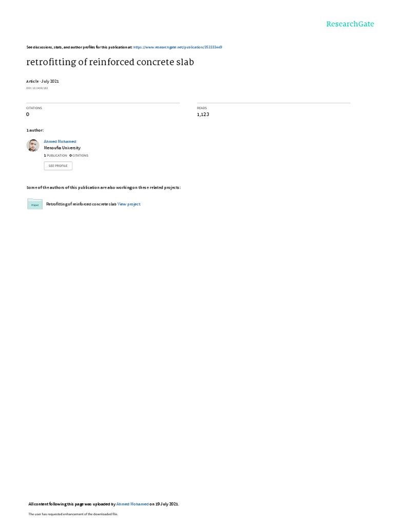 Retrofitting of Reinforced Concrete Slab | PDF | Concrete | Adhesive