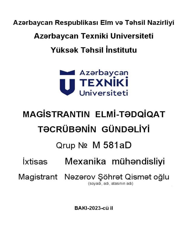 Sohret 2023 ET EP Gündəlik | PDF