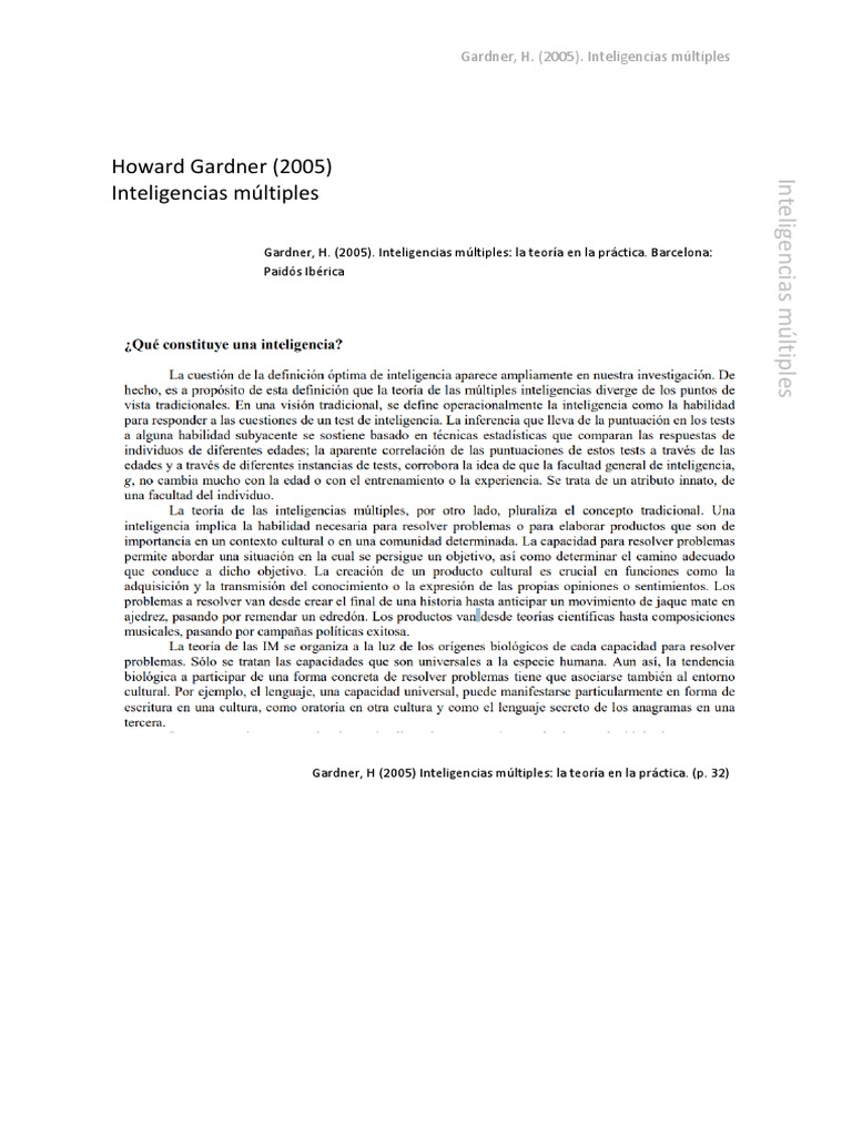 Gardner - Inteligencias Multiples | PDF