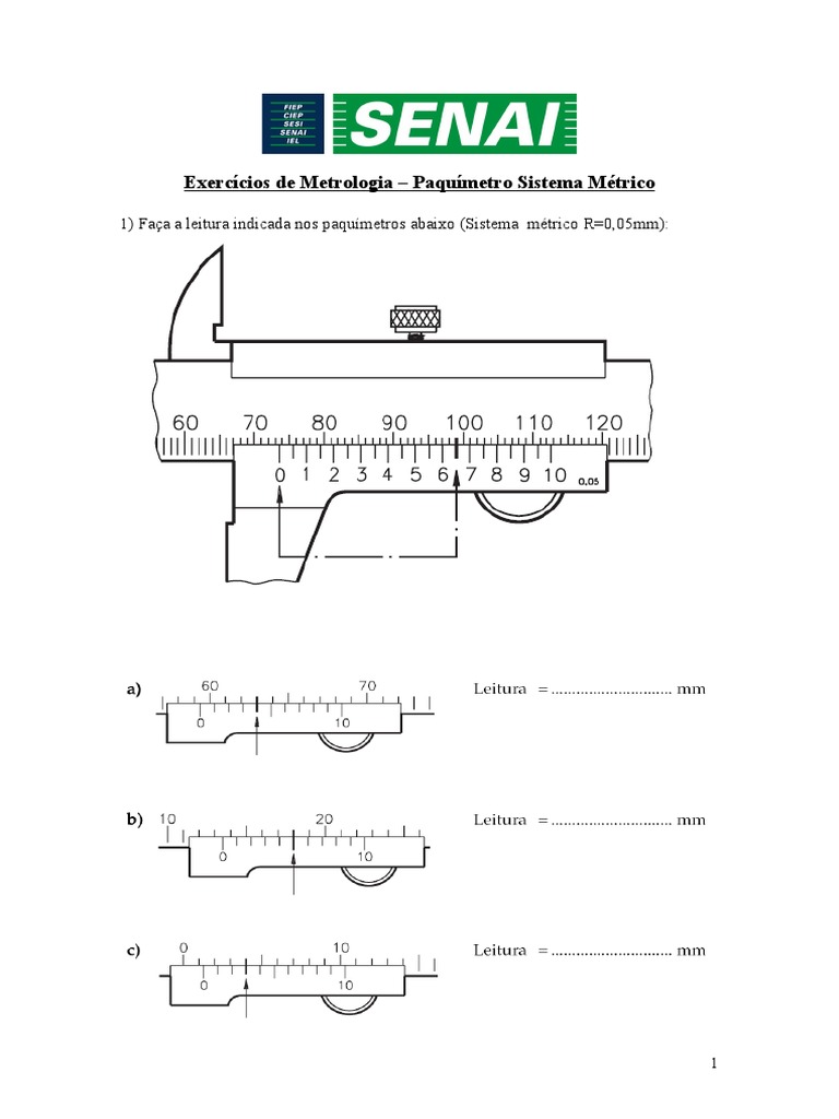 03 - Exercício Paquímetro Sistema Métrico | PDF