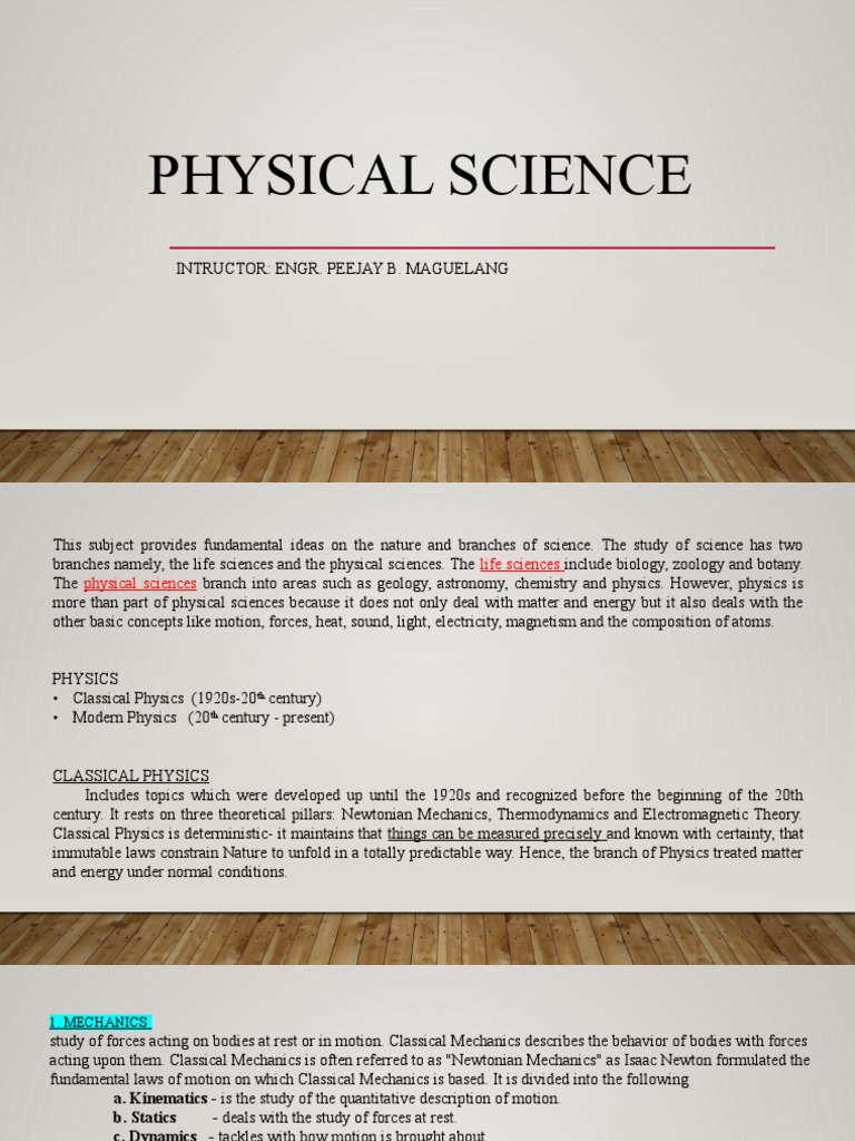 Physical Science 1 | PDF | Physics | Mechanics