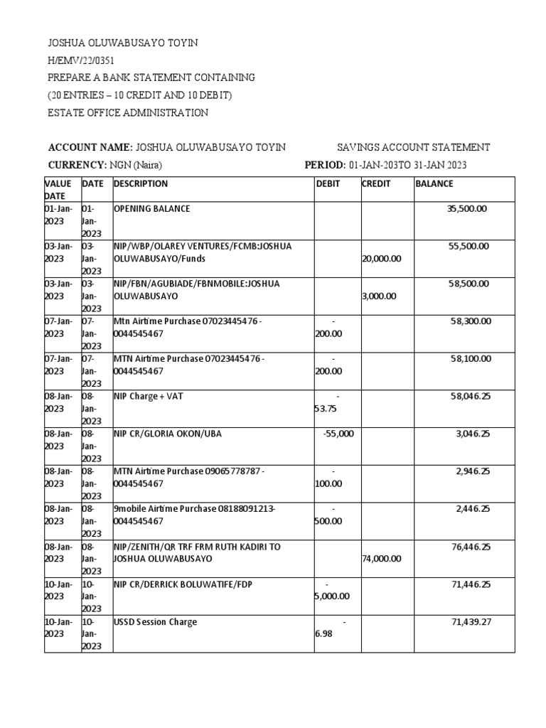 Assignment Bank Statement | PDF | Banking | Corporations