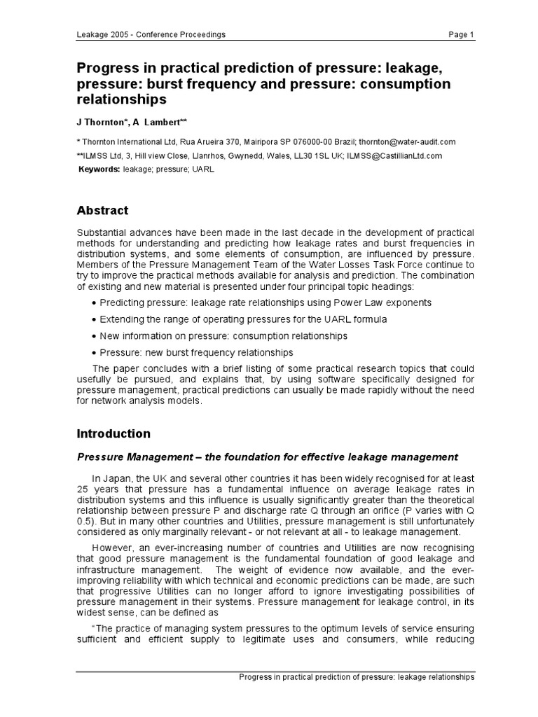 Progress in Practical Prediction of Pressure Relationships | PDF | Leak | Reynolds Number