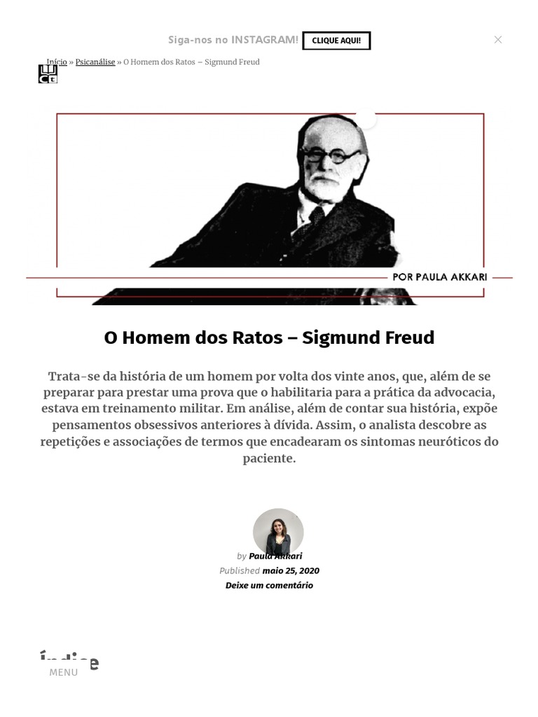 O Homem dos Ratos: Freud e a Neurose Obsessiva | PDF | Sigmund Freud ...