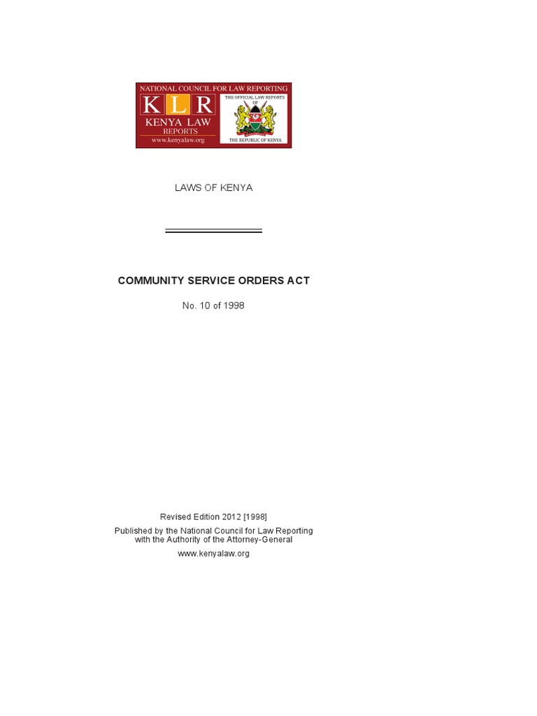 Kenya Community Service Orders Act | PDF | Fine (Penalty) | Sentence (Law)