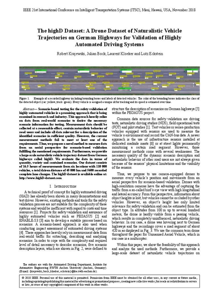 The Highd Dataset A Drone Dataset Of Naturalistic Vehicletrajectories
