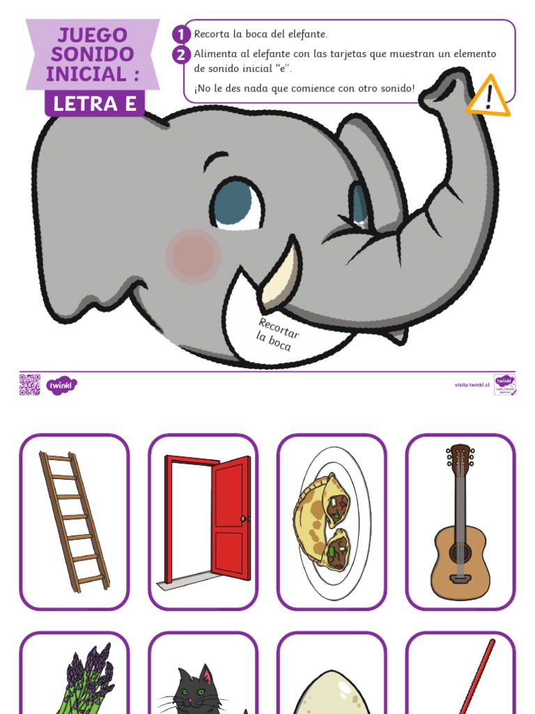 Juego de sonidos iniciales con "E" | PDF
