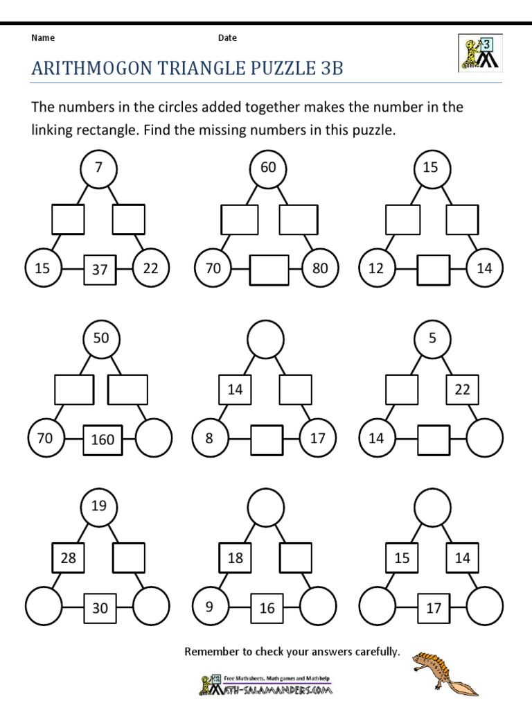 Arithmogon Triangle Puzzle 3b | PDF