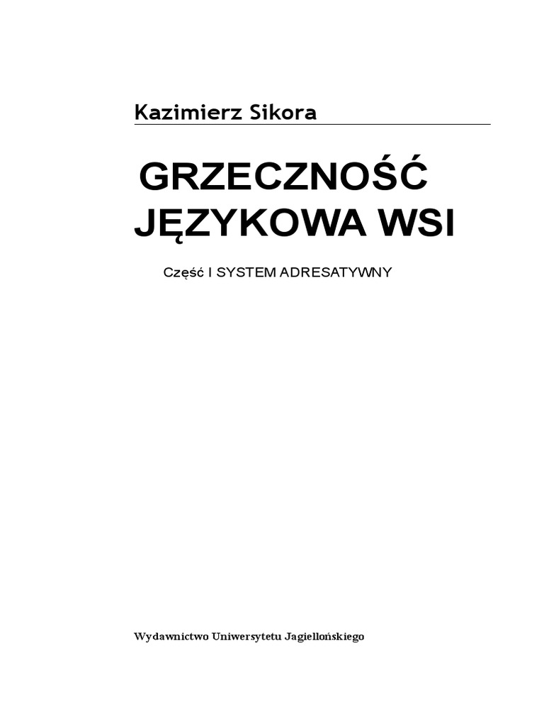 Sikora Grzecznosc-Jezykowa-Wsi | PDF