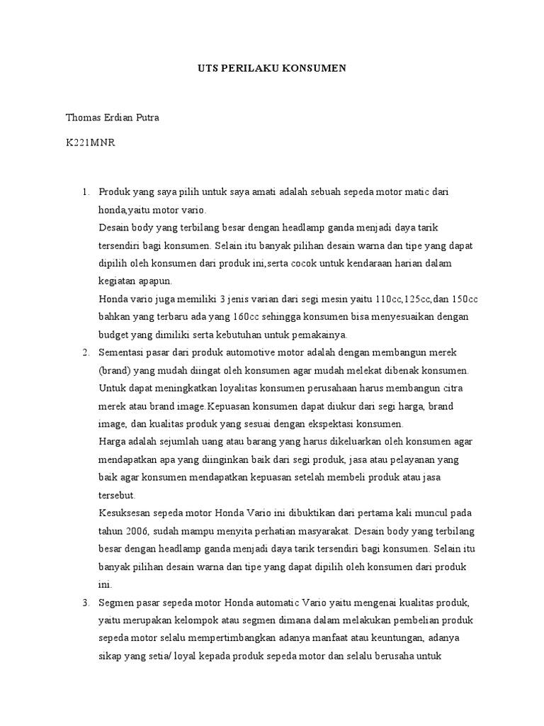 Uts Perilaku Konsumen | PDF