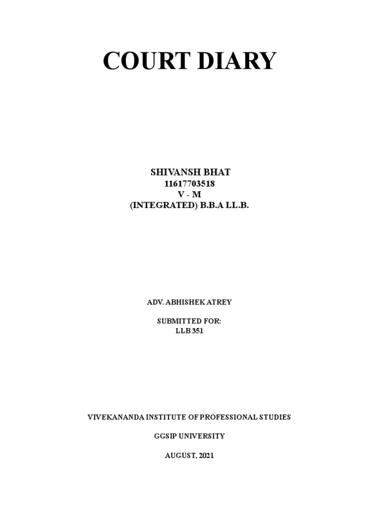 Internship Diary - 11617703518 | PDF | Cheque | Lawyer