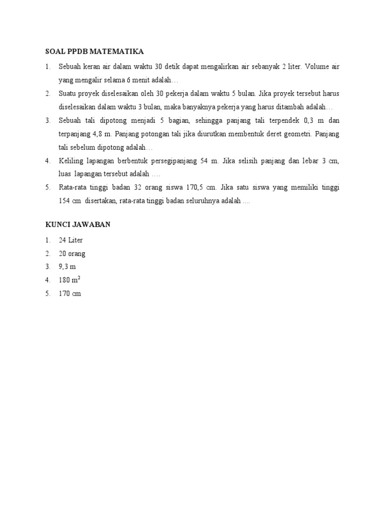 Soal PPDB Matematika | PDF